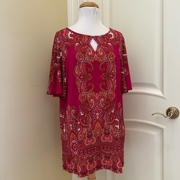 Susan Graver | Tops | Nwot Susan Graver Fuchsia Paisley Pattern Knit ...